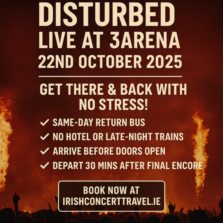 Bus to Disturbed – 3Arena – 22nd October 2025 - Irish Concert Travel